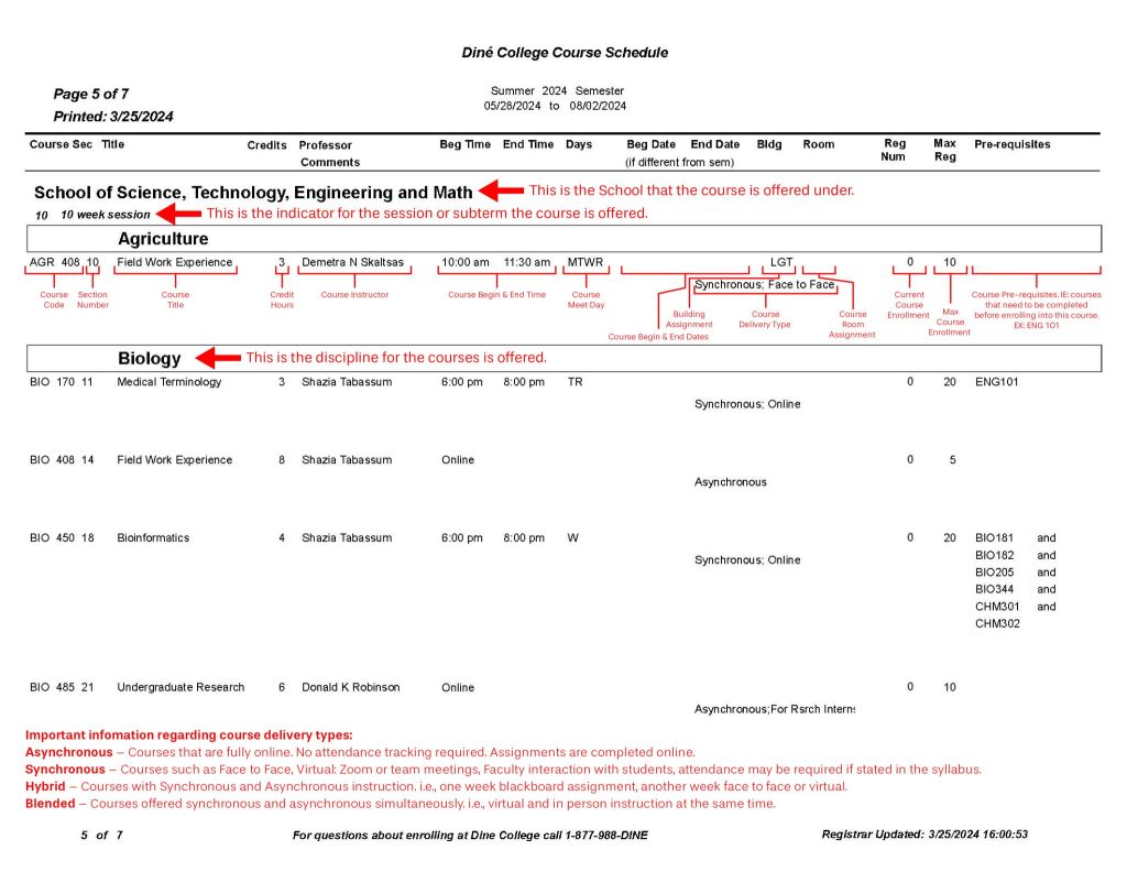 Course Schedule - Dine College