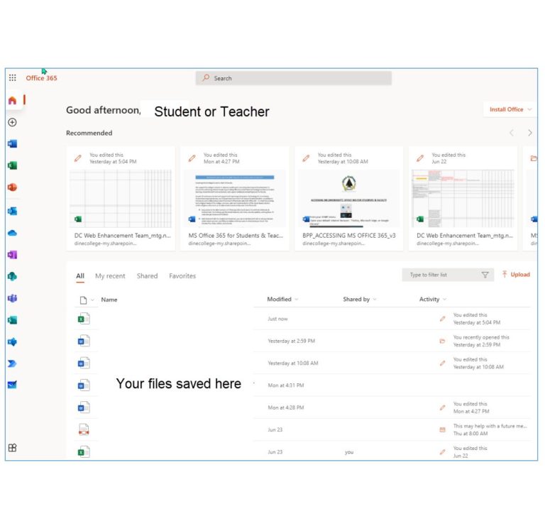 Login to MS Office 365 - Dine College